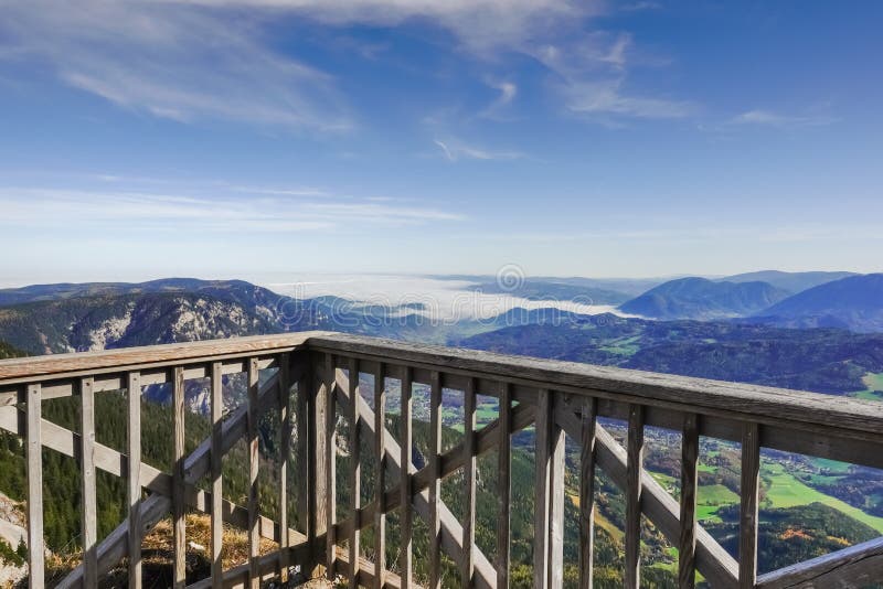 Wide View on a Wooden Viewing Platform on a Mountain Stock Photo ...
