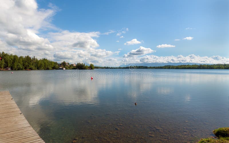Wide Wasilla Lake stock photo. Image of lakefront, travel - 219545932