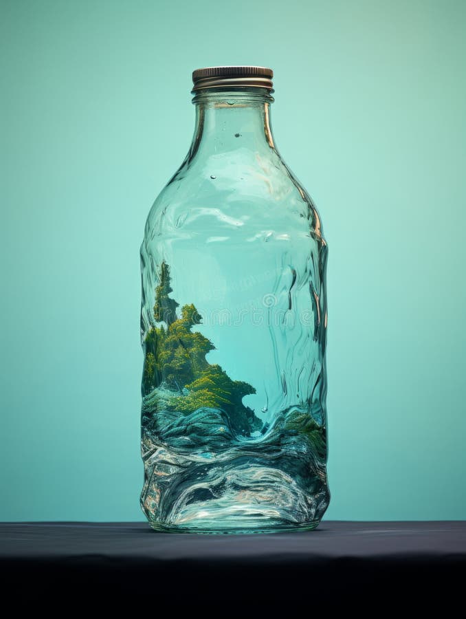 Wide Water Glass One Bottle Design Isolated Pastel Background. AI ...