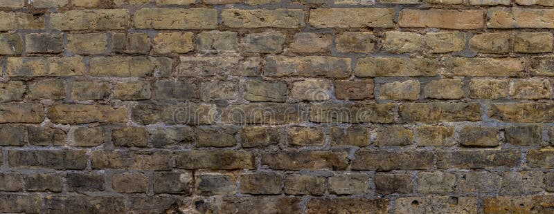 Wide Weathered Beige Brown Brick Wall Background Stock Image - Image of ...