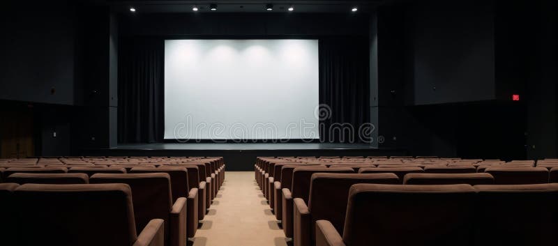Wideformat Blank Screen with Stage and Rows of Seats for an Event or ...
