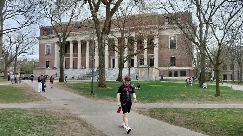 Scene in Front of the Widener Library, the Centerpiece of the Harvard ...
