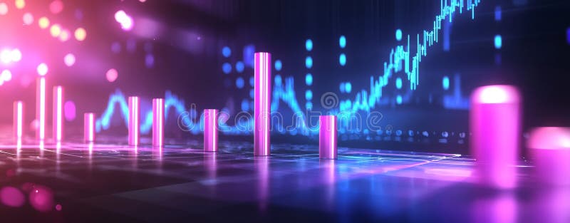 Widescreen Background of a Financial Graph with Up Trend Line ...