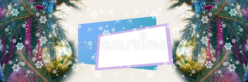 Widescreen Christmas Defocused Background with Text Frame and Decorated ...