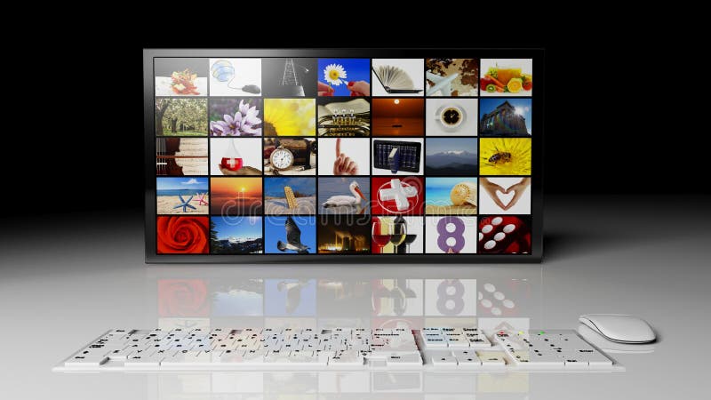 Widescreen TV with Streaming Video Gallery Stock Illustration ...