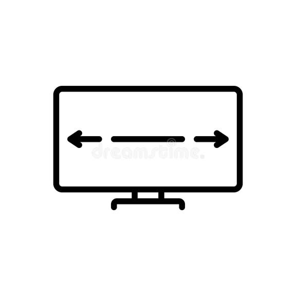 Black Line Icon for Widescreen, Broad and Extensive Stock Vector ...