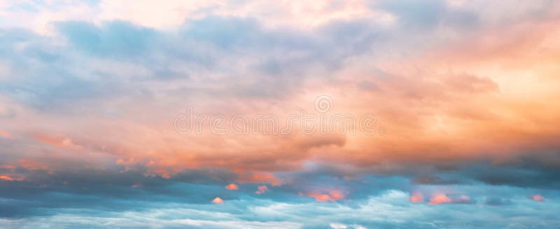 Widescreen Panorama of the Sunset Sky after the Sun Has Gone Below the ...