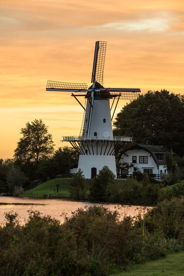 Widmill in Deil stock image. Image of dutch, mill, sunset - 126985855