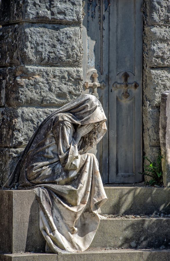 Widow while Crying Marble Statue Outside a Tomb Stock Image - Image of ...