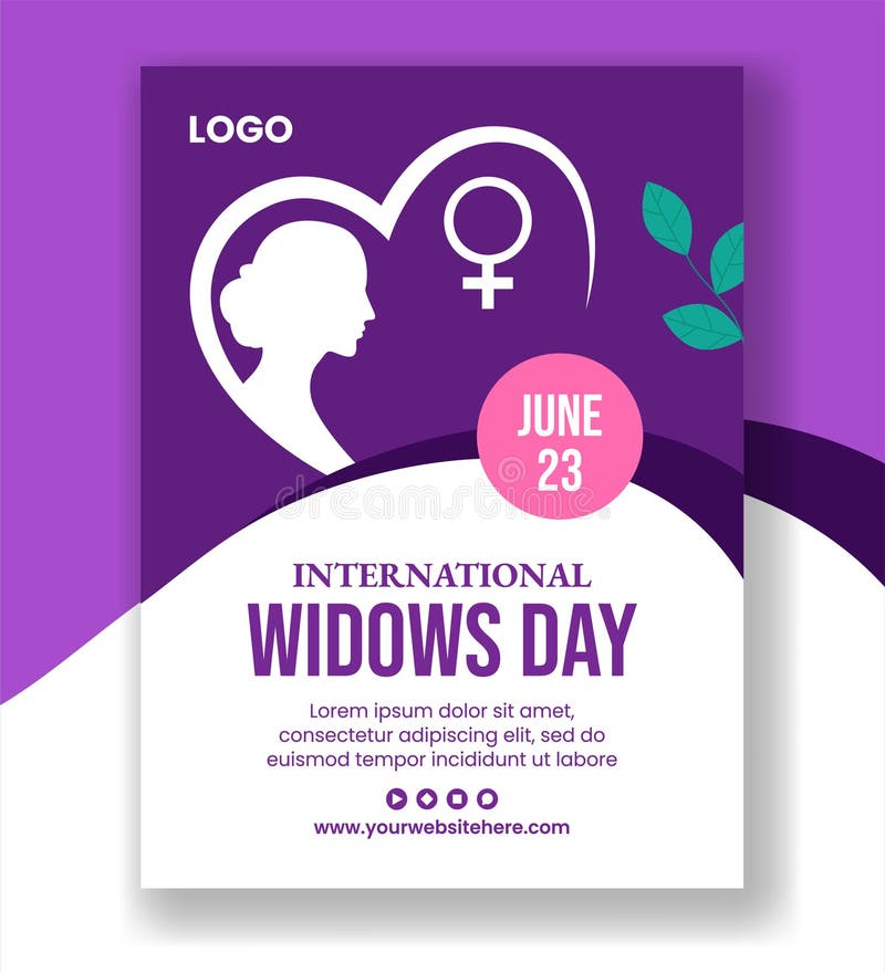 Widows Day Vertical Poster Flat Cartoon Hand Drawn Templates Background ...