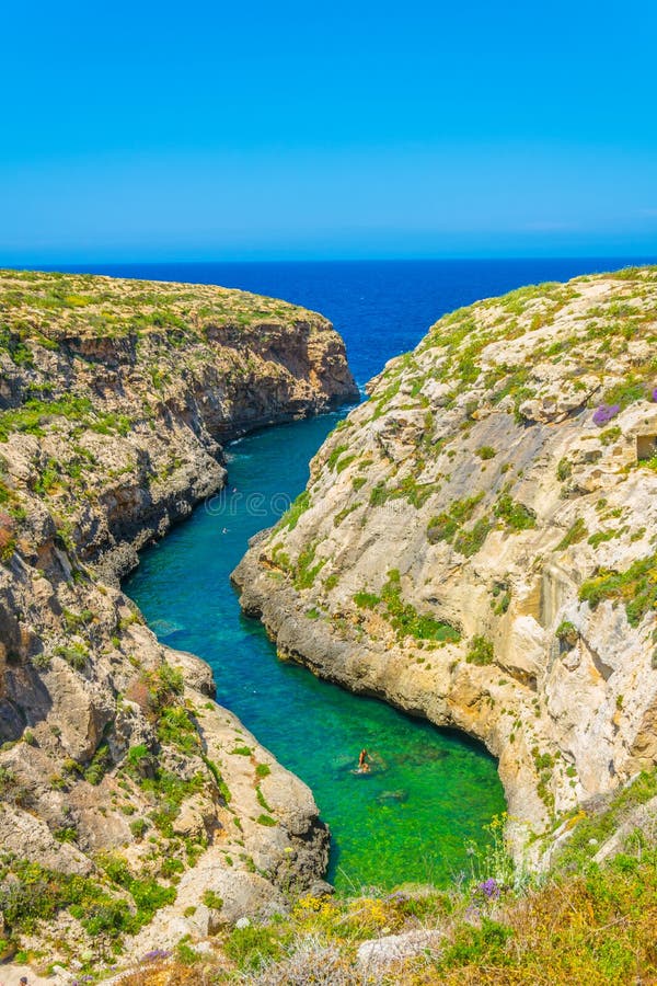 Wied Il-Ghasri Bay at Gozo, Malta Stock Image - Image of beauty ...