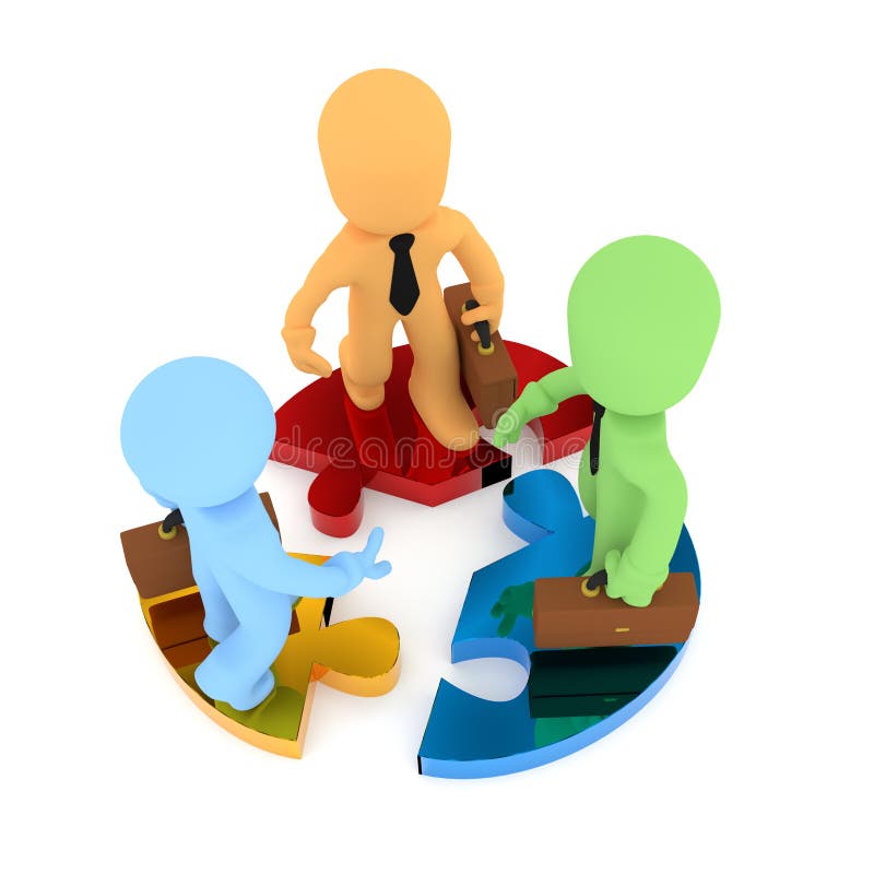 Team Teamwork-Konzeptes Des Drei Mann-3D Stock Abbildung - Illustration ...