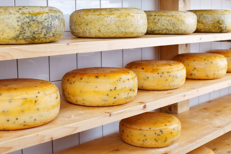 Harde Kaas Als Wiel En Stuk Op De Plankenclose-up Van De ...