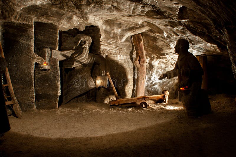 Medieval Miner at Work in the Wieliczka, Poland. Editorial Photography ...