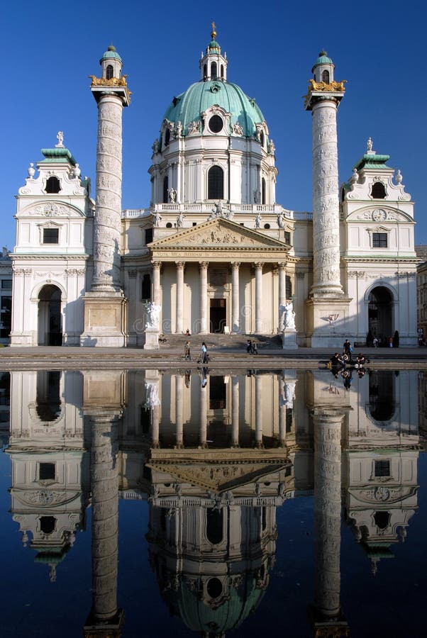 Wien - Karlskirche Kirche stockbild. Bild von wasser, wien - 2598093