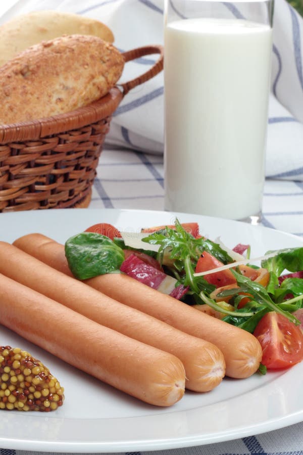 Wiener sausage. stock image. Image of bread, meal, sausage - 49382841