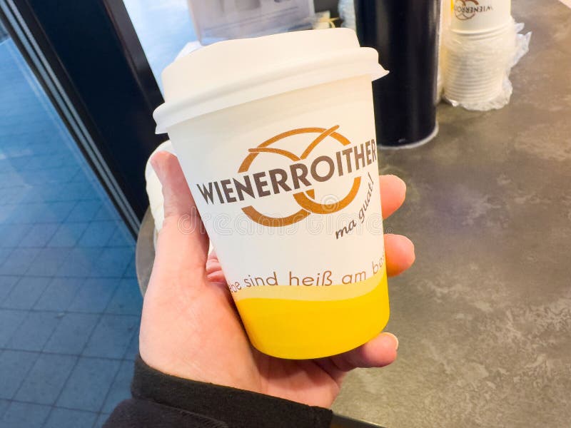 Wienerroither Coffee Cup in Hand at Cafe Counter Editorial Stock Image ...