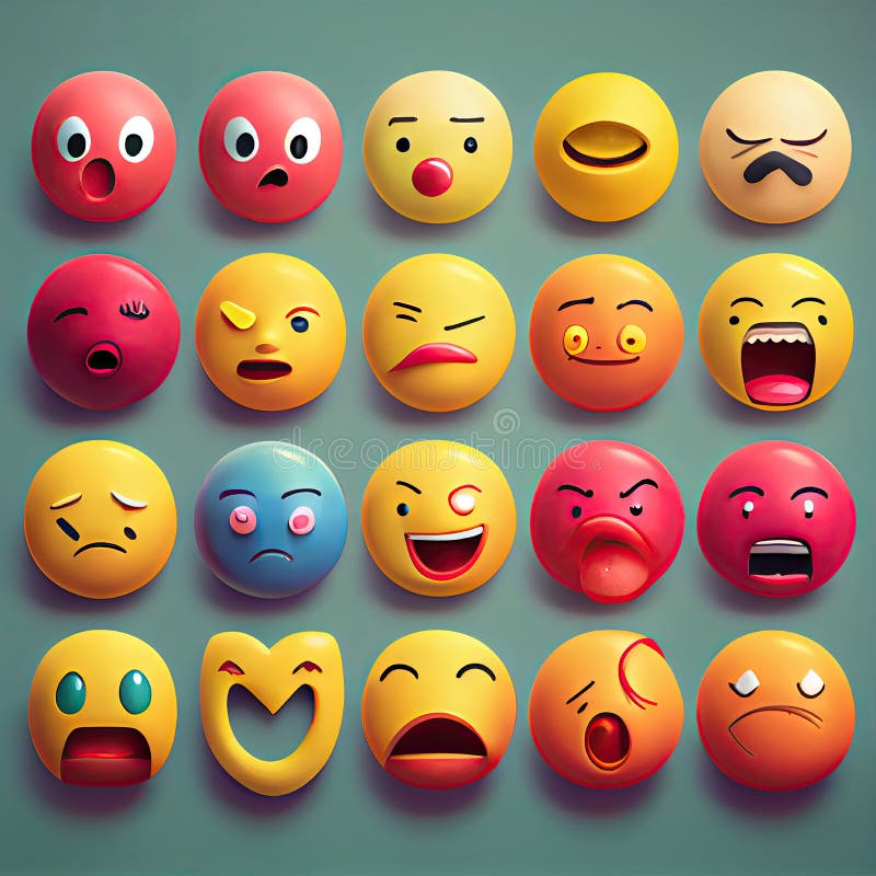 Wierd Emoji Set Generative AI Stock Illustration - Illustration of ...