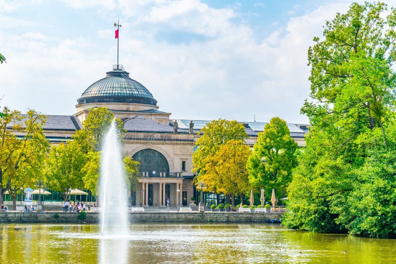 WIESBADEN, GERMANY, AUGUST 17, 2018: View of the Kurhaus in Wiesbaden ...