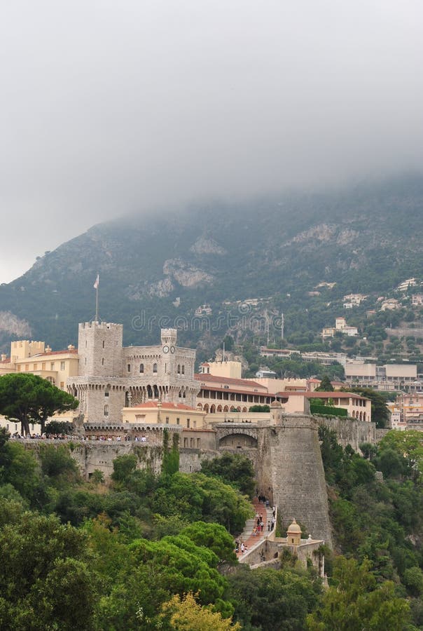Monaco Castle at Night, Monaco-Ville or the Rock, Principality of ...