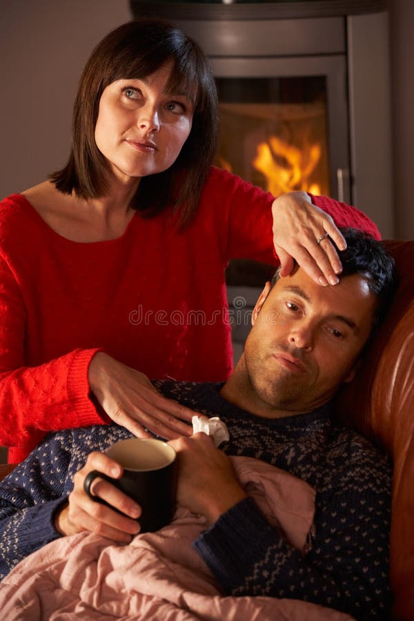 Wife Nursing Sick Husband Cold Stock Photos - Free & Royalty-Free Stock ...