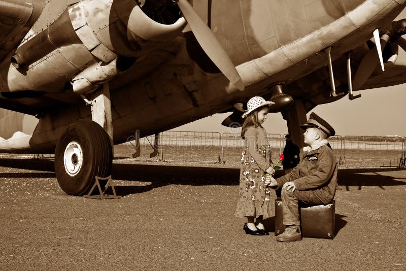 Wife Saying Good Bye To Pilot Husband Stock Photo - Image of journey ...
