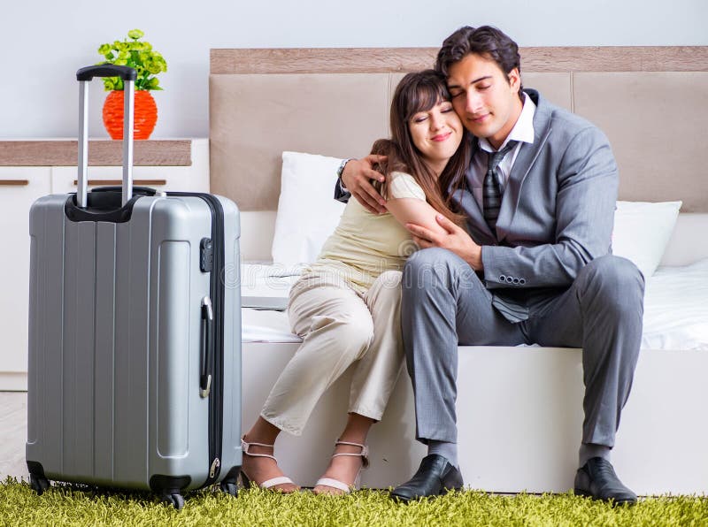 The Wife Seeing Her Husband Off To Business Trip Stock Image Image Of