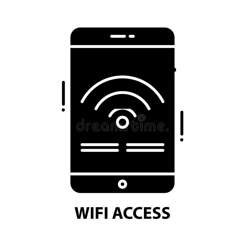 Wifi Access Icon, Black Vector Sign with Editable Strokes, Concept ...