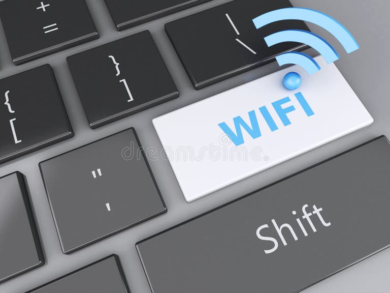 Wifi Button on Computer Keyboard. 3d Illustration Stock Illustration ...