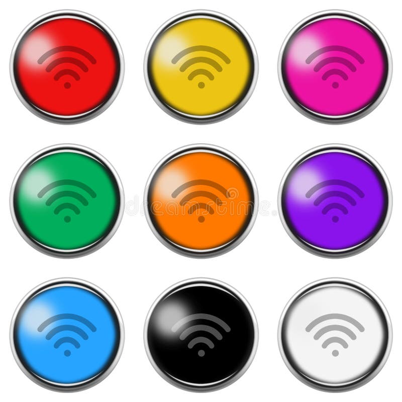 A Wifi Button Icon Set with Clipping Path 3d Illustration Stock ...