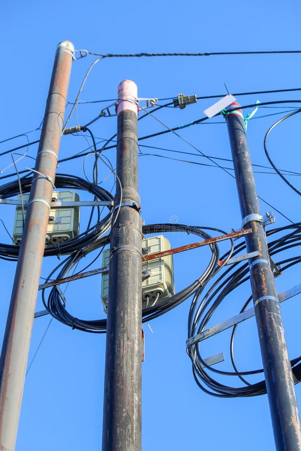 WiFi Cable Network Connection Pole Stock Image - Image of wifi ...