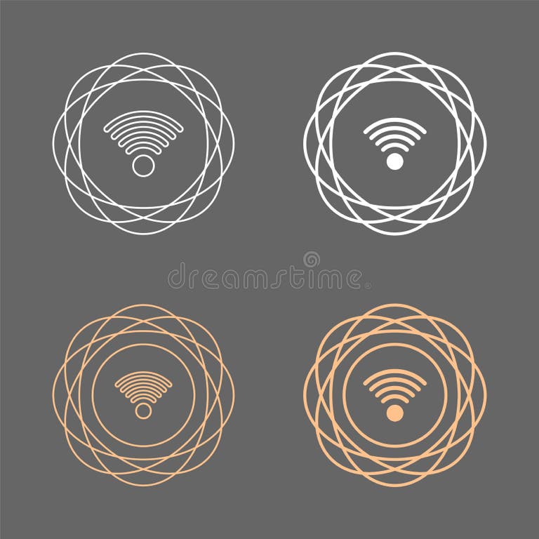 Wifi Circular Circle Shape Line Icon Set Stock Vector - Illustration of ...