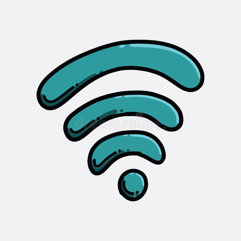 Wifi Color Vector Icon. Drawing Sketch Illustration Hand Drawn Line ...