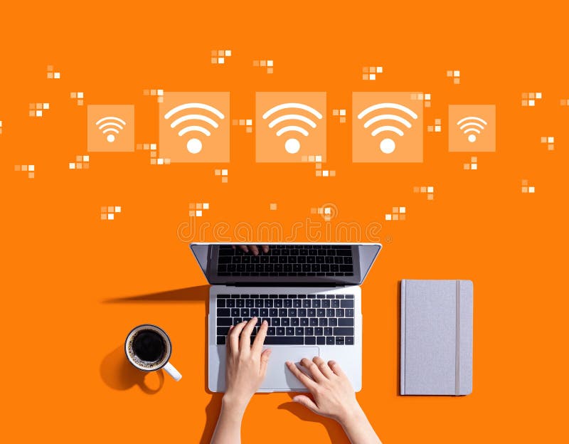 Wifi Concept with Person Using a Laptop Stock Image - Image of wireless ...