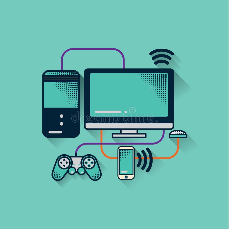 Wifi Connected To Computer and Smartphone. Vector Illustration ...