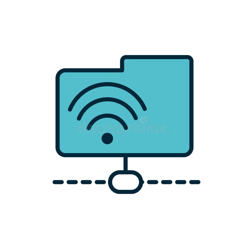 Wifi Folder File Internet of Things Line and Fill Icon Stock Vector ...
