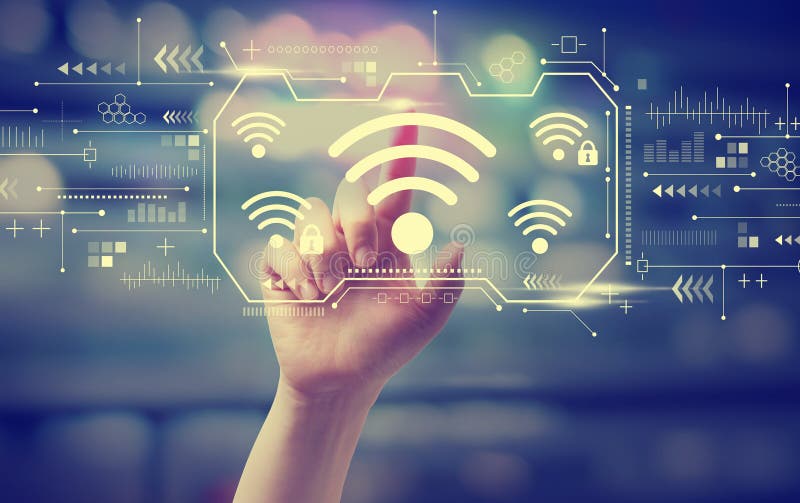 Wifi with Hand Pressing a Button Stock Photo - Image of concept, icons ...