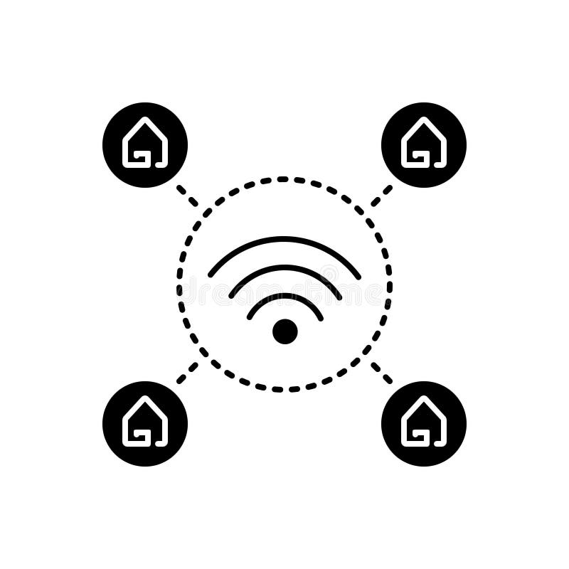 Black Solid Icon for Wifi Home, Network and Connection Stock Vector ...