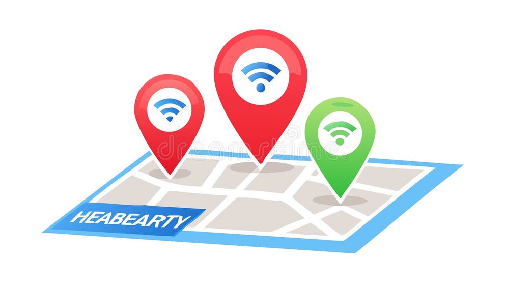 WiFi Hotspot Map Pins Icon for Connectivity Locations, Vector Design ...