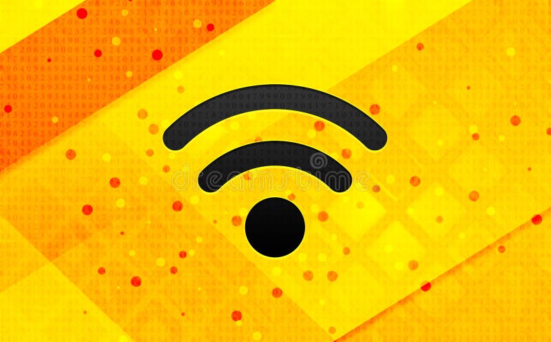 Wifi Icon Abstract Digital Banner Yellow Background Stock Illustration ...