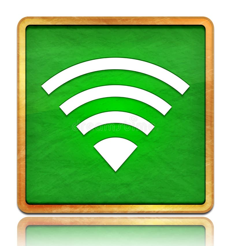 Wifi Icon Chalk Board Green Square Button Slate Texture Wooden Frame ...