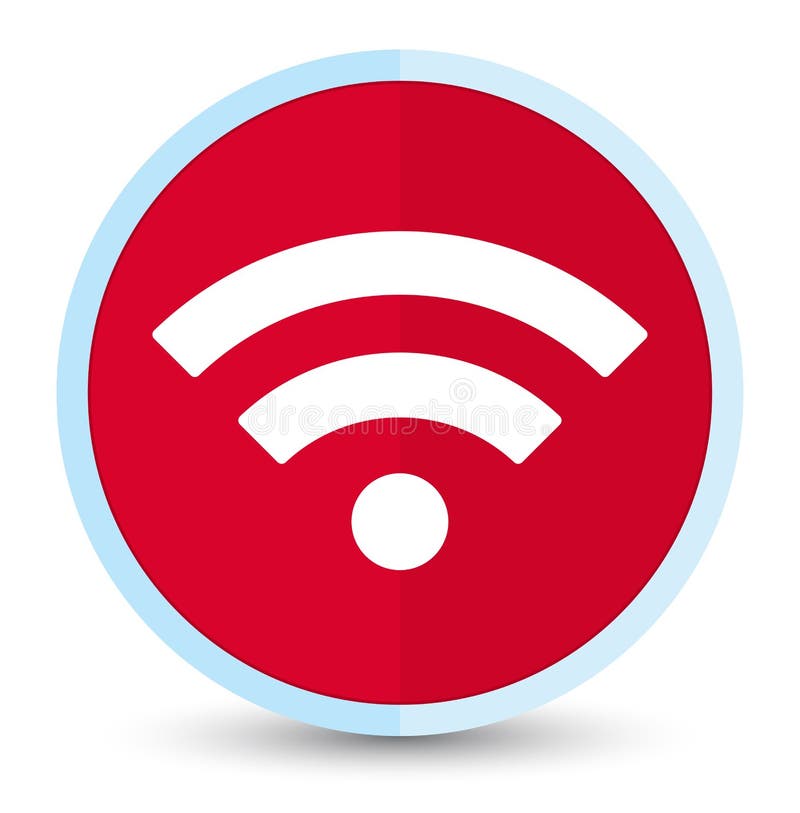 Wifi Icon Flat Prime Red Round Button Stock Vector - Illustration of ...