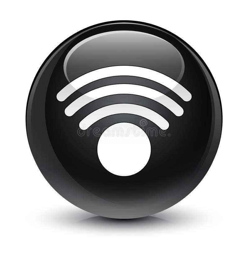 Wifi Icon Glassy Black Round Button Stock Illustration - Illustration ...