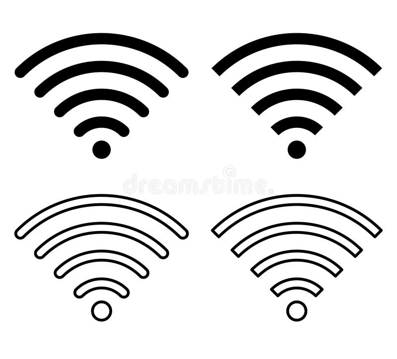 Wifi Icon Set. Signal Vector Icon. Black and White Wireless Icon Stock ...