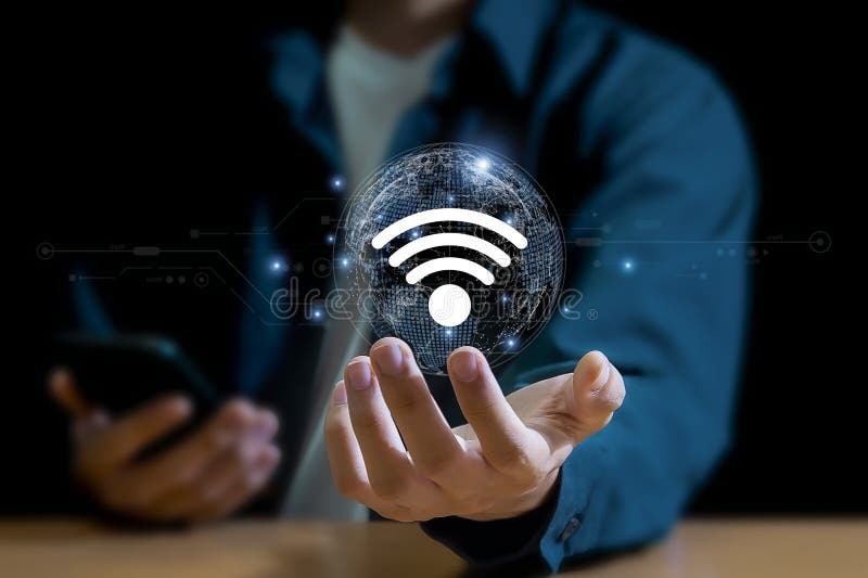 With Wifi Icon, Social Business Communication Concept Stock Photo ...