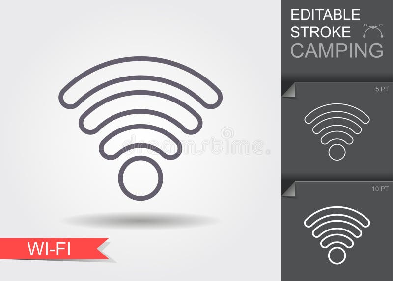 WIFI Icon Vector, Wireless Internet Sign. Outline Icon with Editable ...