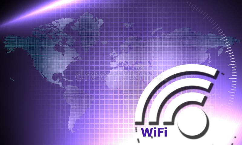 Wifi Icon with World Map As Background Stock Illustration ...