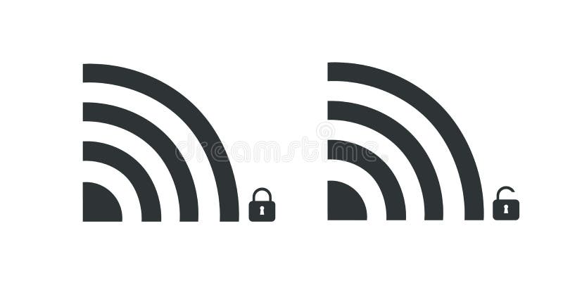 Wifi Icons. Wi-Fi Network Closed and Open Stock Illustration ...