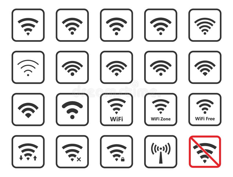 Wifi-Ikonen Und Zeichen, Drahtloses Signal Vektor Abbildung ...