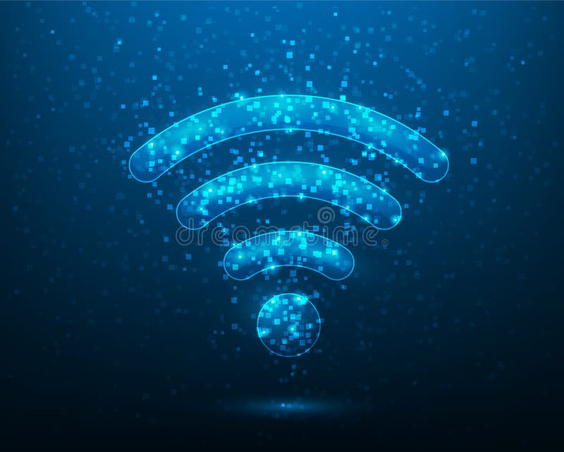 Wifi Internet Communication Digital Technology on Blue Background. High ...